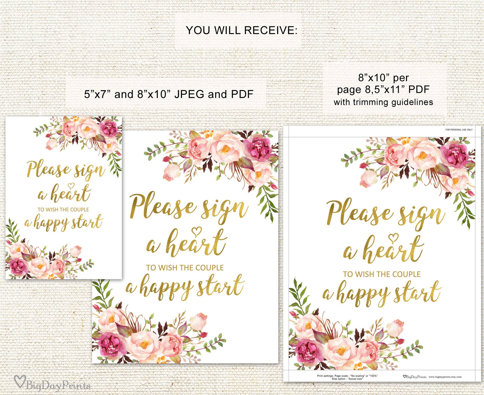 Please Sign a Heart Wedding Signs Alternative Wedding Guest | Etsy