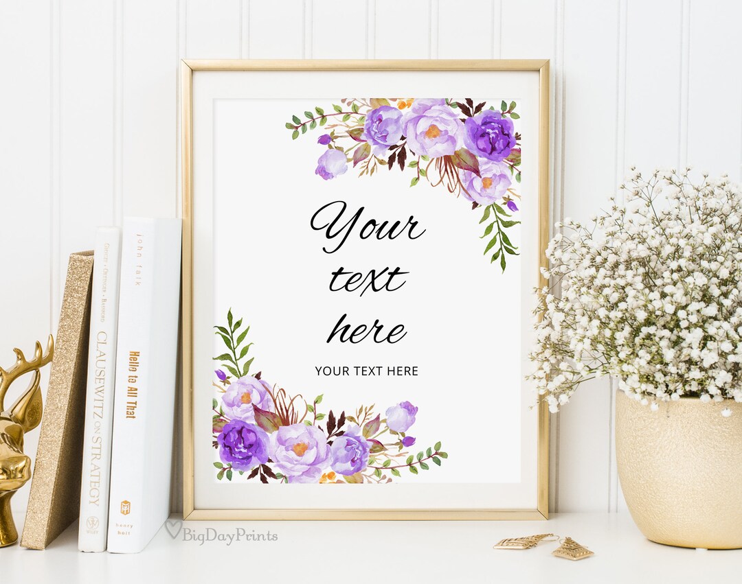 Purple Wedding Sign Template, Editable Wedding Sign, Your Text Here ...