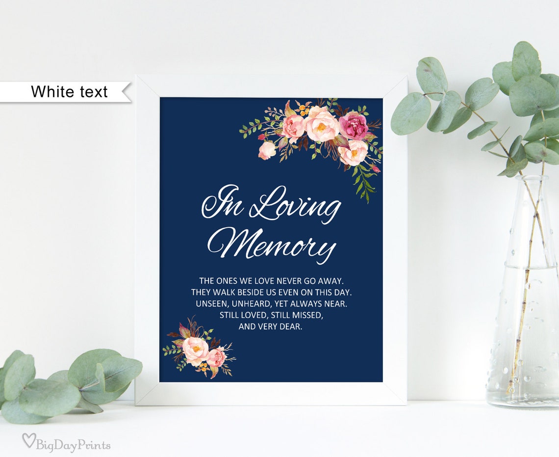 In Loving Memory Sign Memorial Table Sign White and Navy | Etsy
