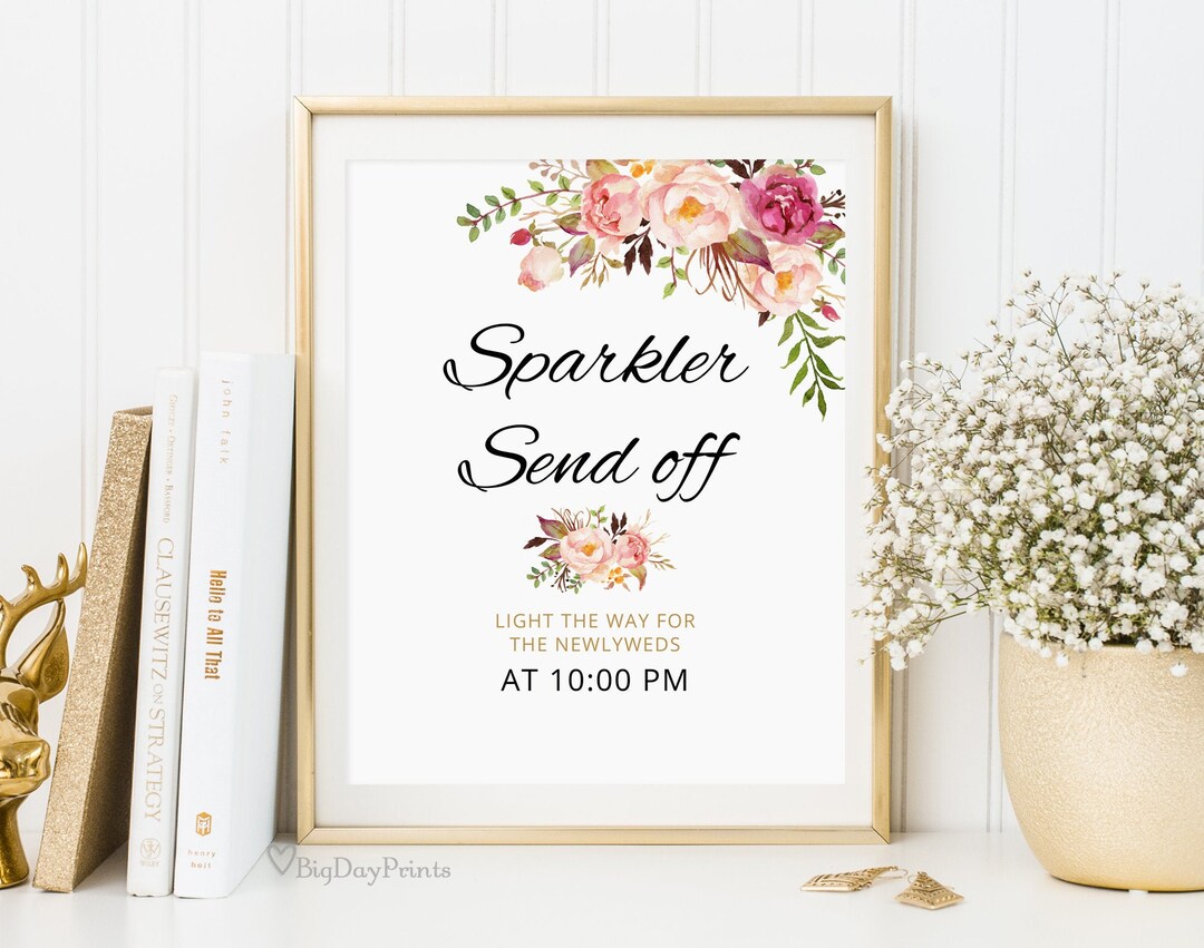 Sparkler Send off Sign, Blush Pink Wedding Sparkler Sign, Printable ...