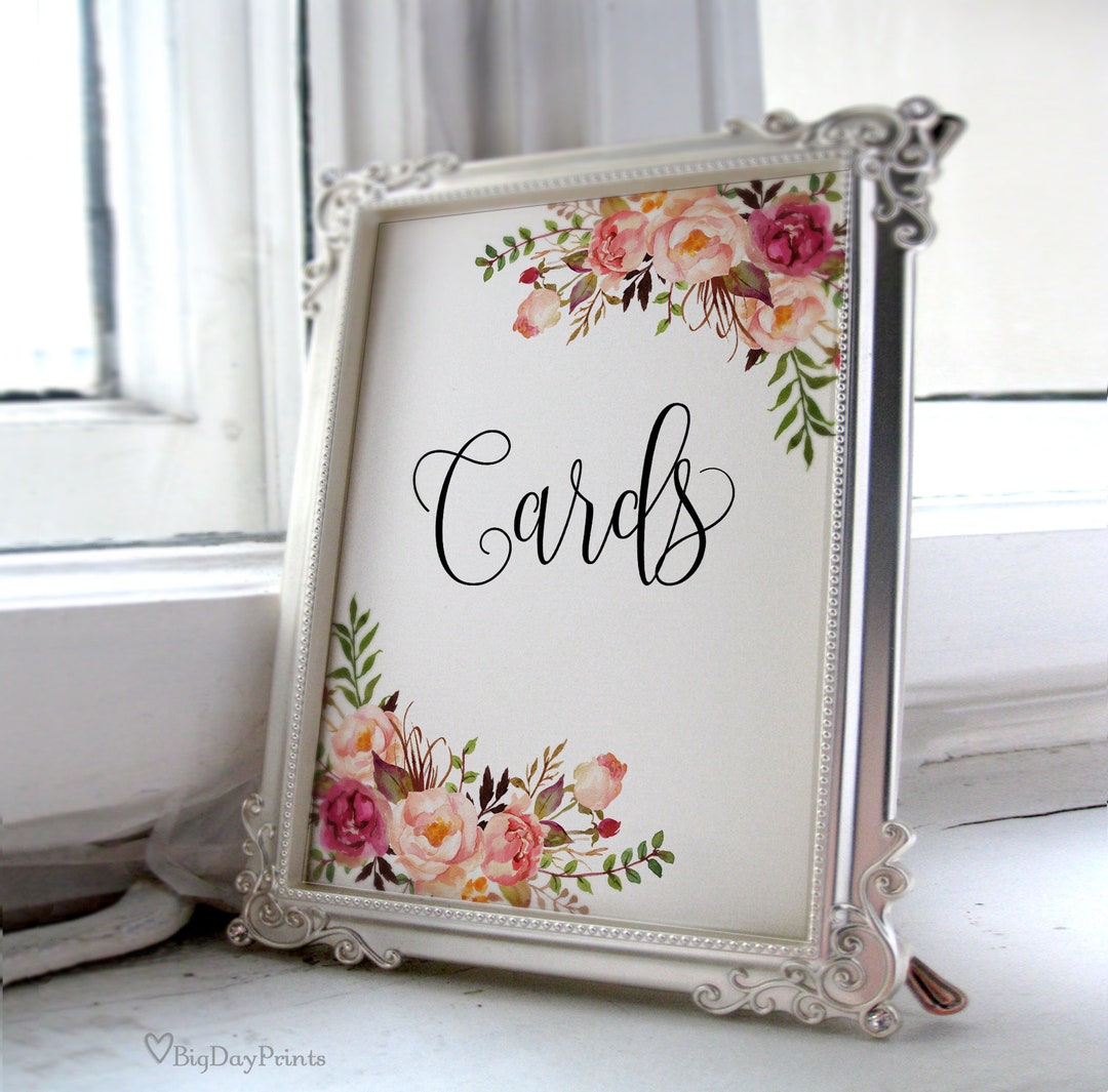 Cards Sign, Printable Wedding Sign, Wedding Cards Sign, Gift Table ...