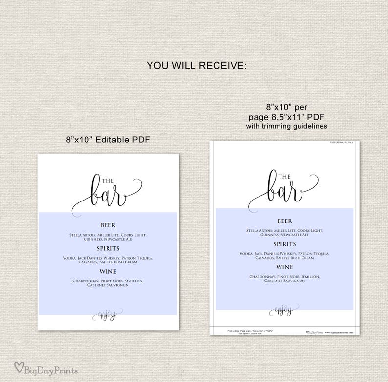 The Bar Menu Sign Bar Menu Sign Bar Sign Drink Menu | Etsy