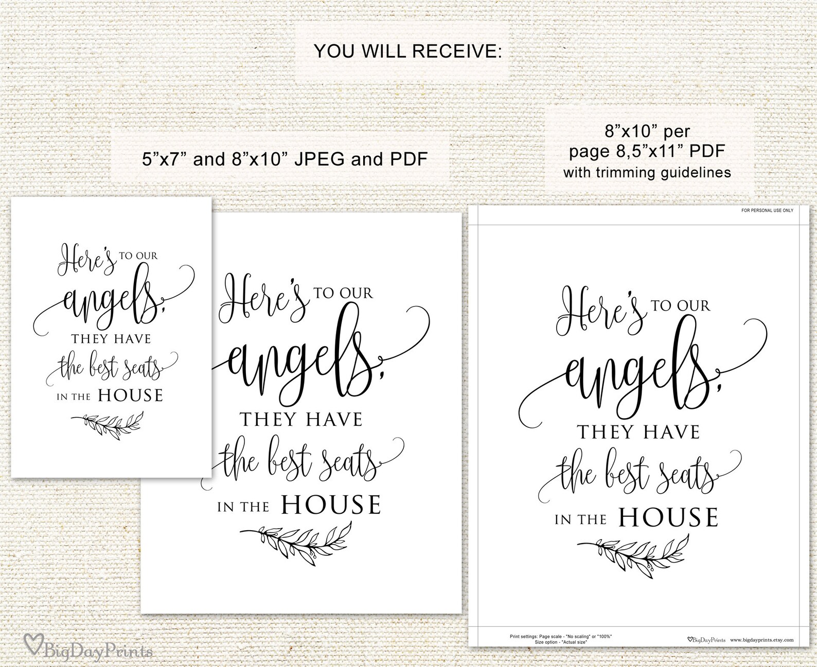 Here's to Our Angels Sign, Memorial Sign, Printable, Instant Download ...