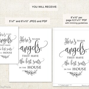 Here's to Our Angels Sign, Memorial Sign, Printable, Instant Download ...