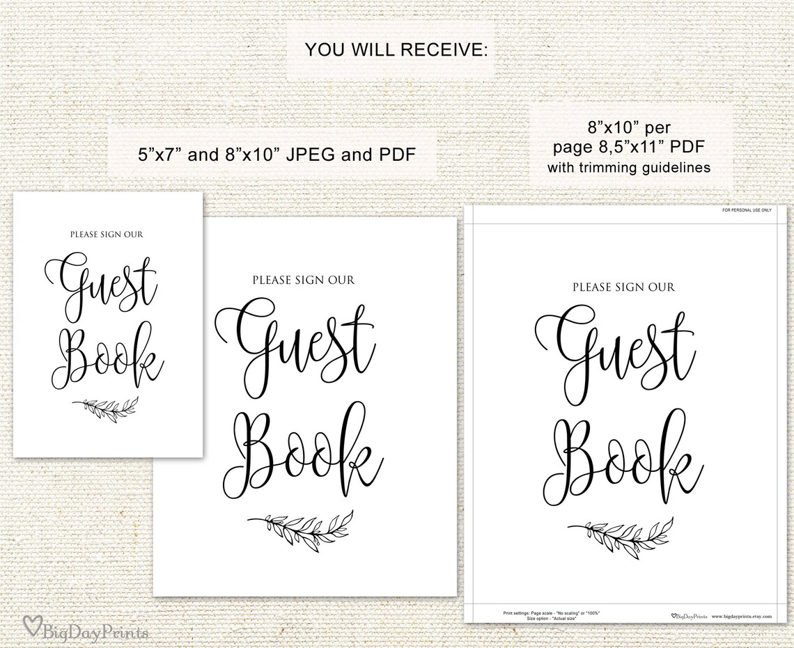 Guest Book Sign Guest Book Reception Sign Printable Wedding - Etsy