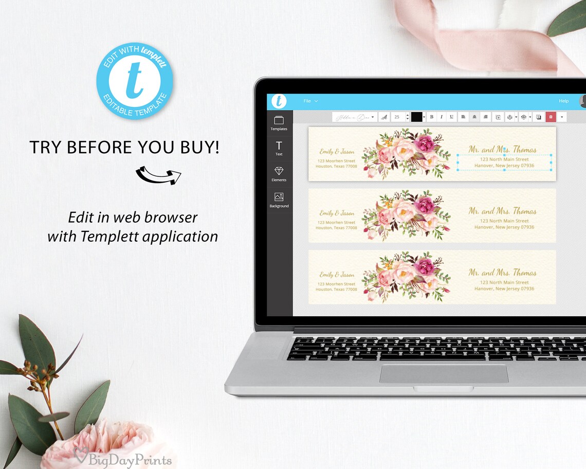 Ivory Wedding Wrap Around Address Labels Address Labels | Etsy