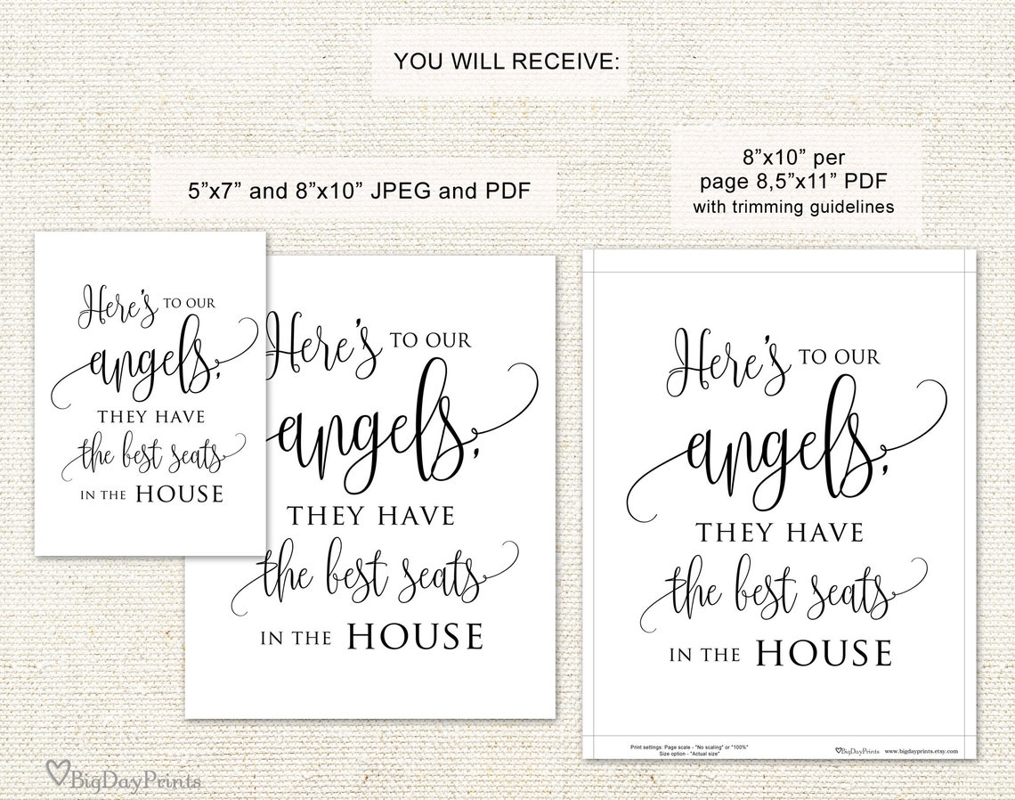 Here's to Our Angels Sign Modern Wedding Memorial Sign - Etsy