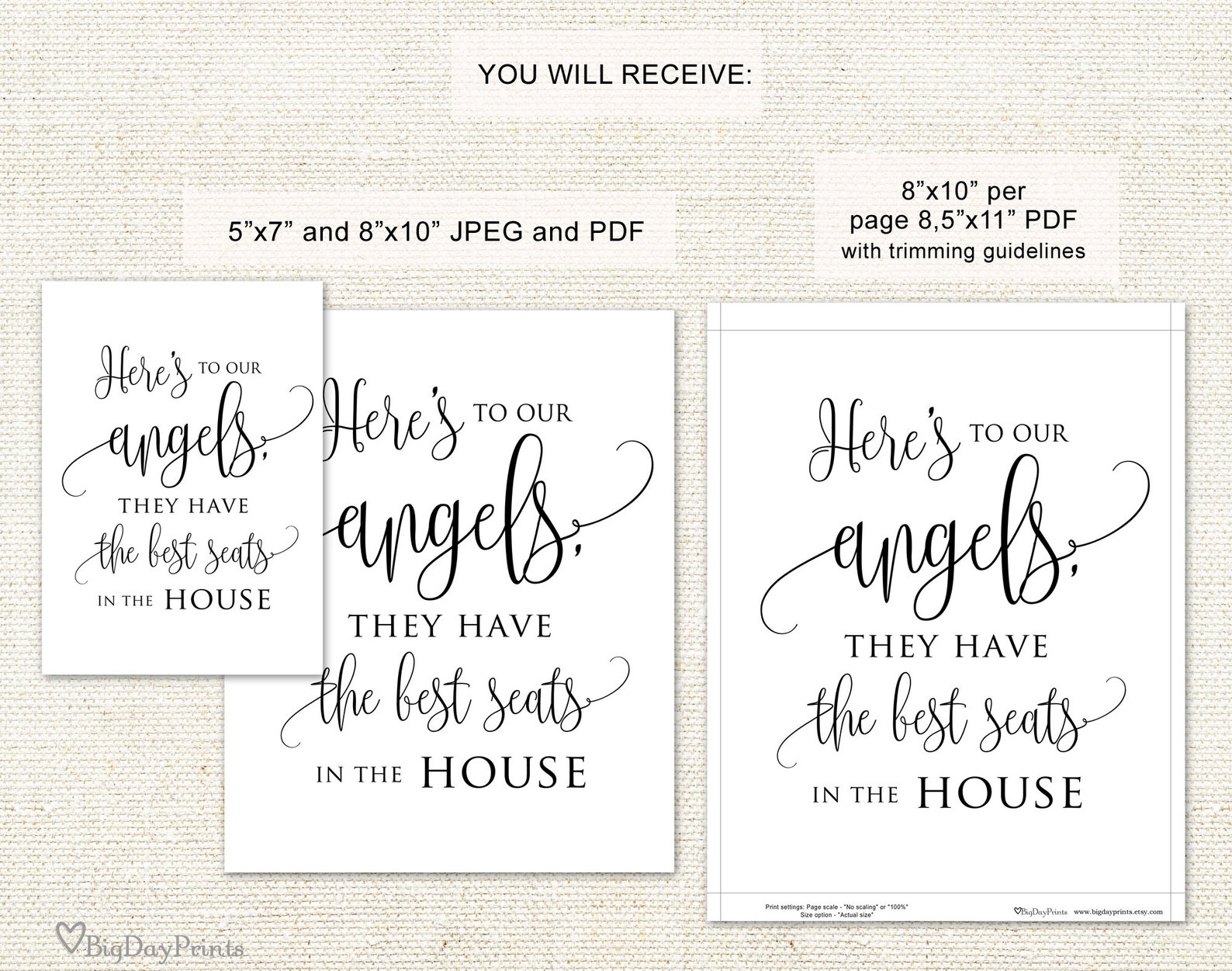 Here's to Our Angels Sign Modern Wedding Memorial Sign - Etsy