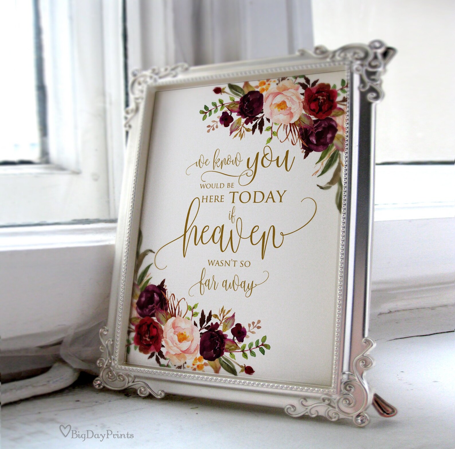 Heaven Wedding Sign, Wedding Memorial Sign, We Know You Would Be Here ...