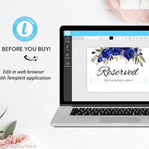 Royal Blue Wedding Reserved Sign, Wedding Reserved Table Sign, Reserved ...