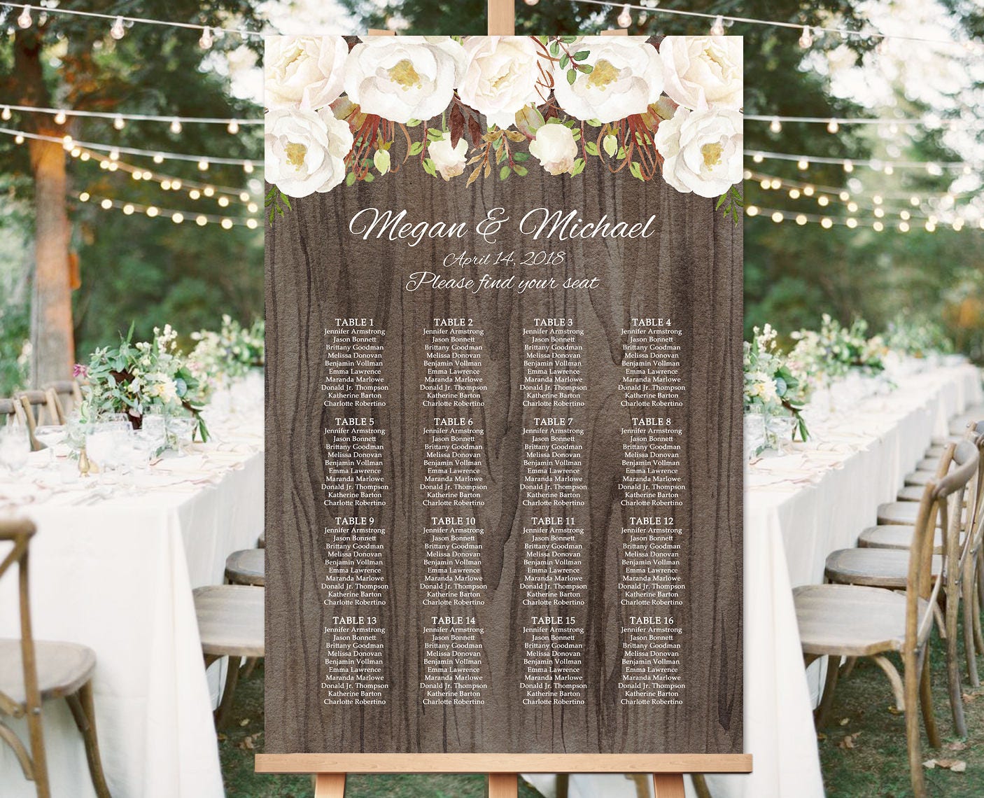 Rustic Wedding Seating Chart Template Boho Chic Floral | Etsy