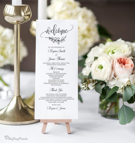 Wedding Program Template Ceremony Program Printable | Etsy