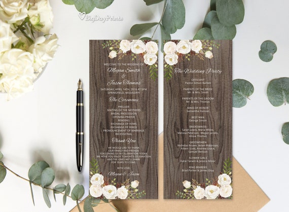Rustic Wedding Program Template Ceremony Program Printable | Etsy