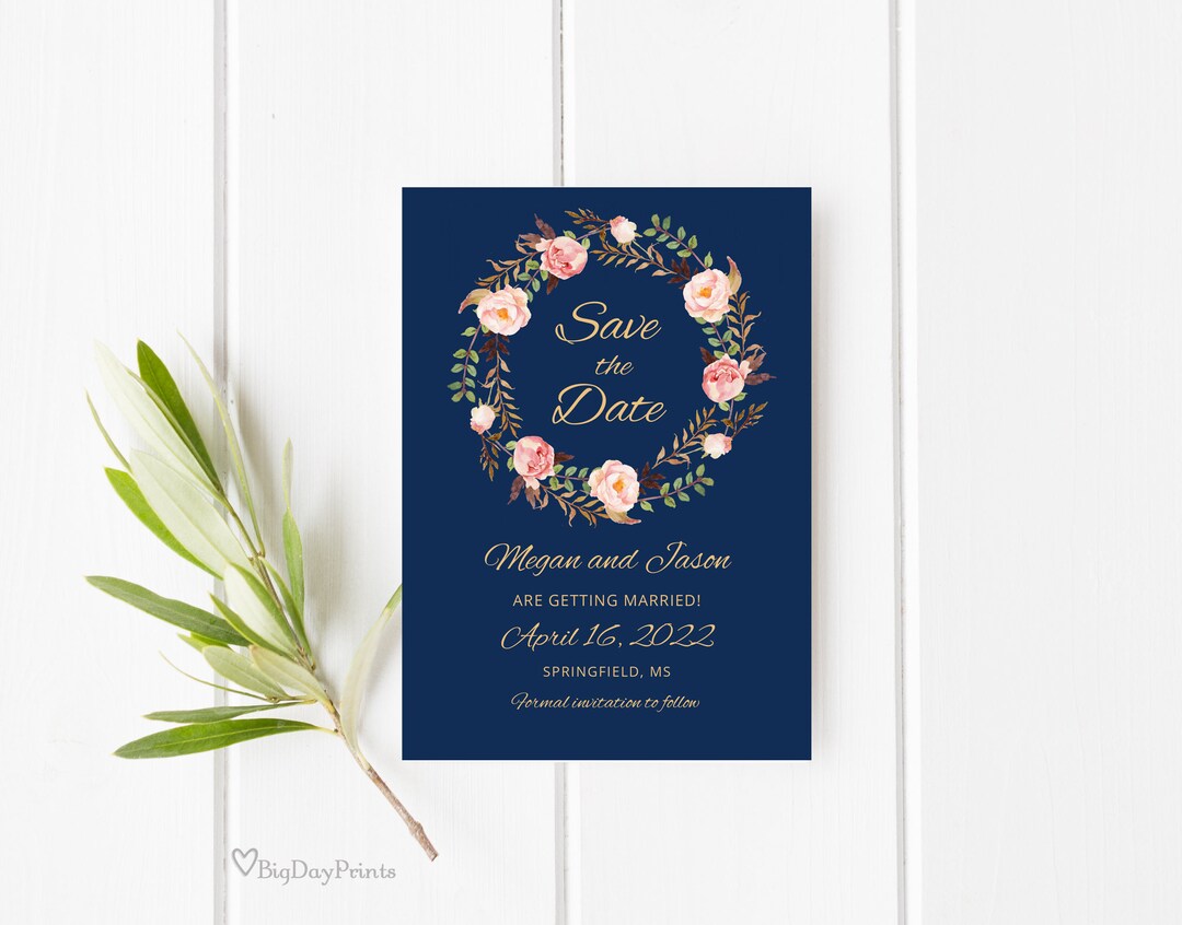 Navy Save the Date Template, Blue Wedding Save the Date, Save the Date ...