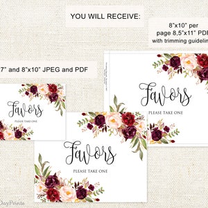 Favor Sign, Wedding Favor Sign, Wedding Favors Sign Printable ...