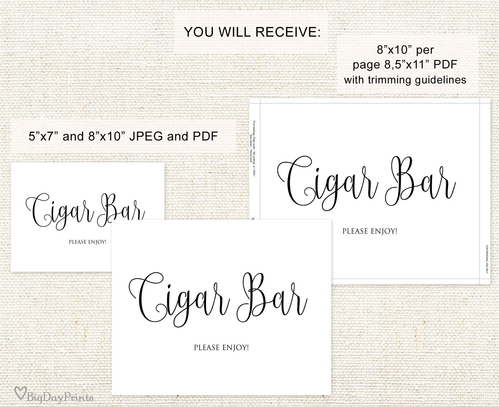 Cigar Bar Sign Cigar Wedding Sign Wedding Cigar Bar | Etsy