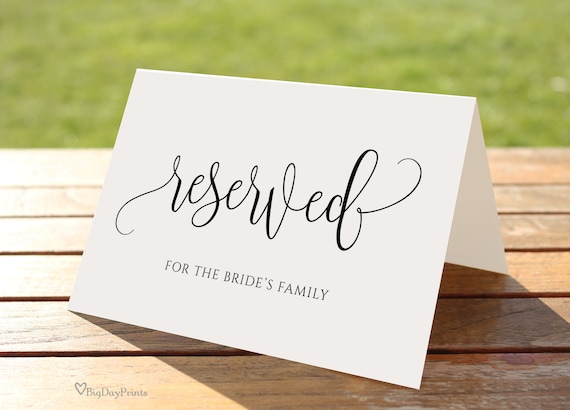 Reserved Table Sign Modern Wedding Reserved Sign Reserved | Etsy