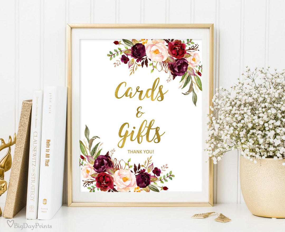 Cards and Gifts Sign, Gift Table Sign, Printable Wedding Sign, Gift ...