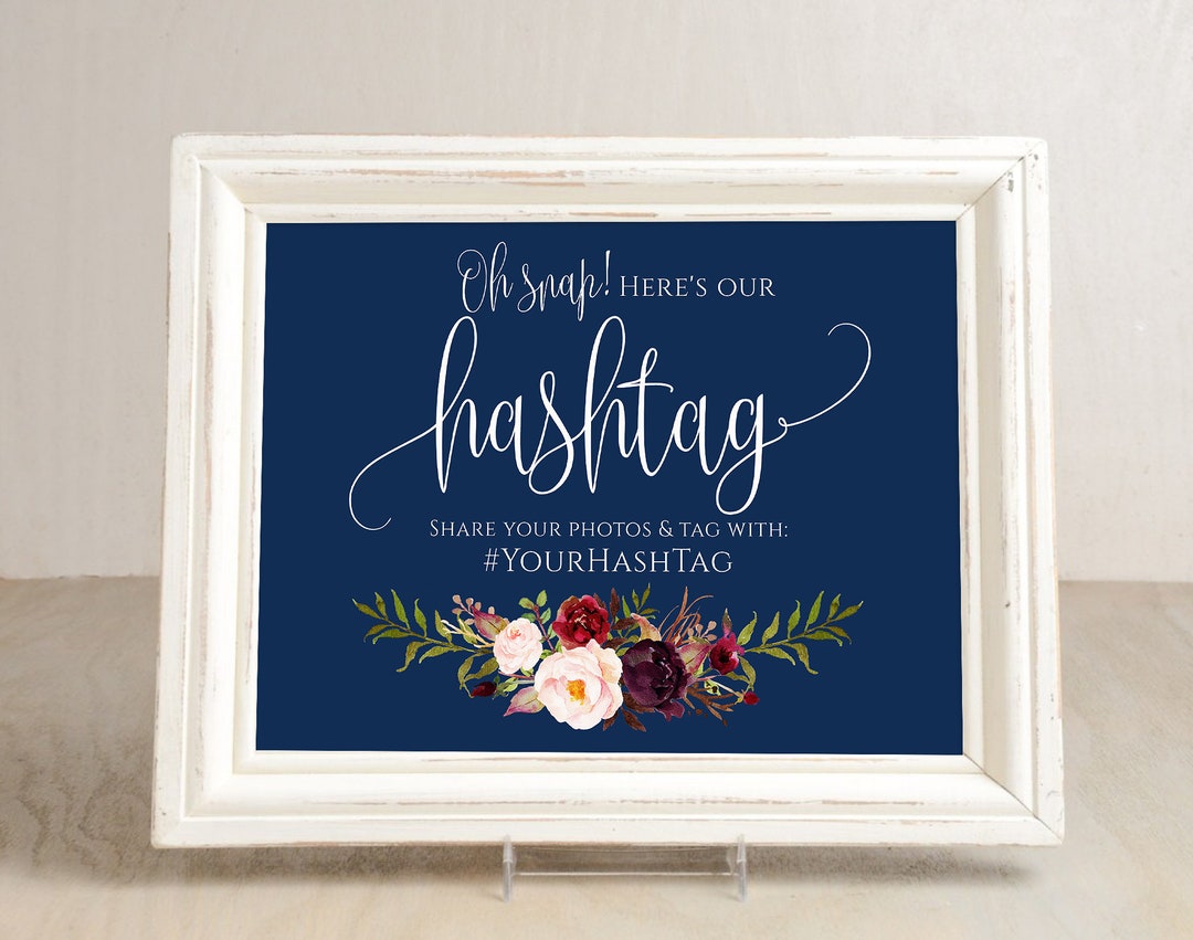 Hashtag Wedding Sign, Navy Wedding Hashtag Sign, Your Hashtag Sign ...