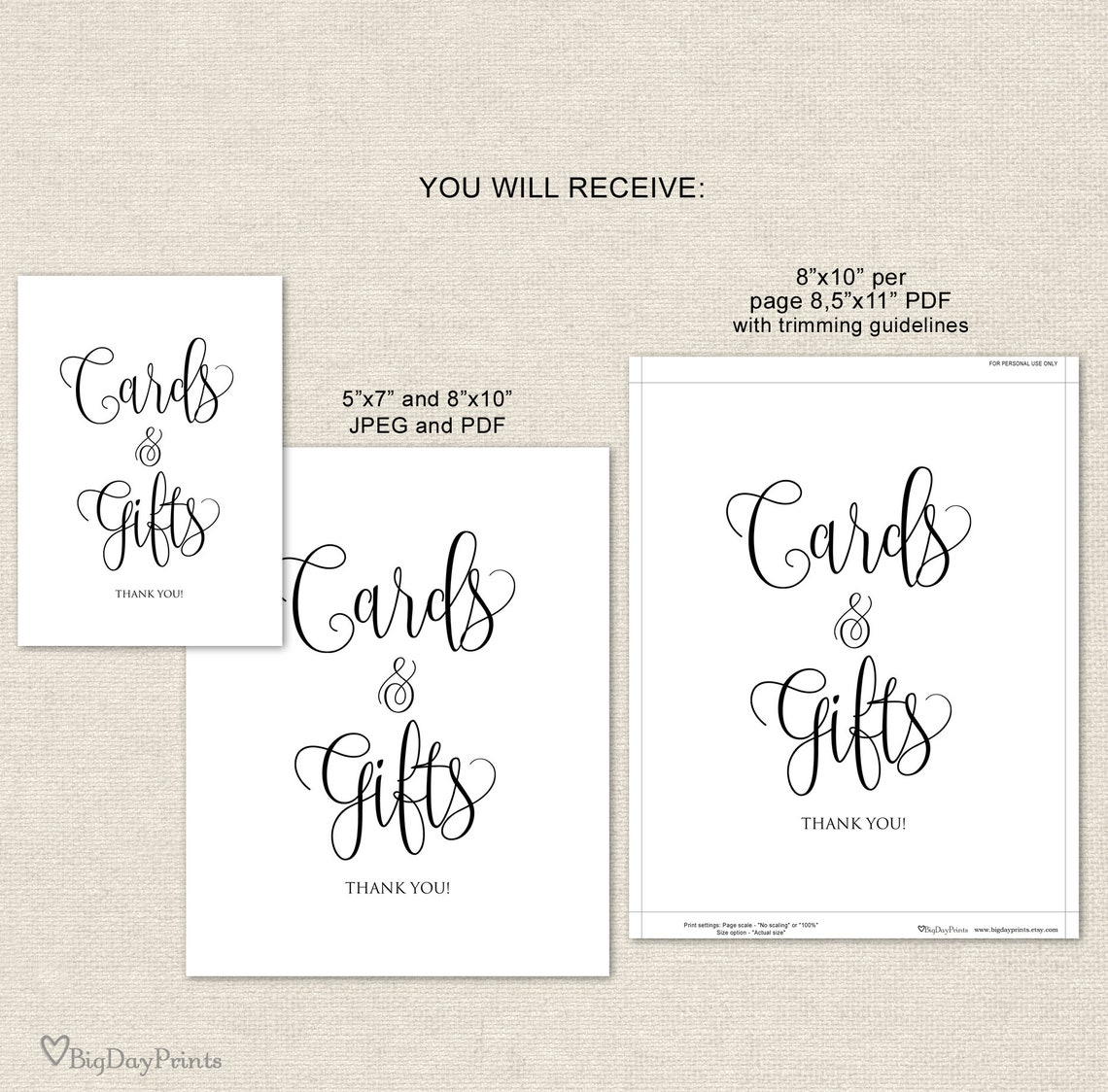 Cards and Gifts Sign Gift Table Sign Cards and Gifts | Etsy