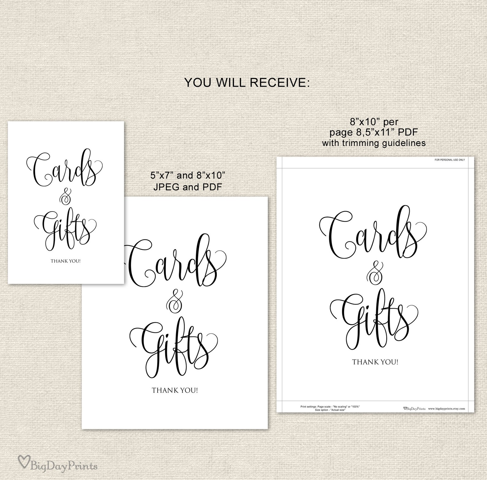 Cards and Gifts Sign, Gift Table Sign, Cards and Gifts Printable, Gift ...
