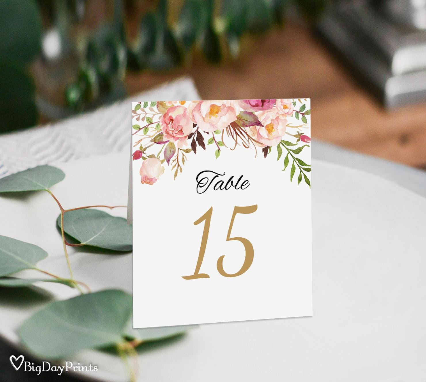 Wedding Table Numbers Floral Table Numbers Printable Wedding | Etsy