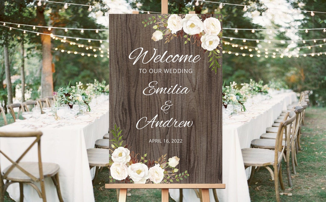 Rustic Wedding Welcome Sign Template, Printable Wedding Reception Sign ...