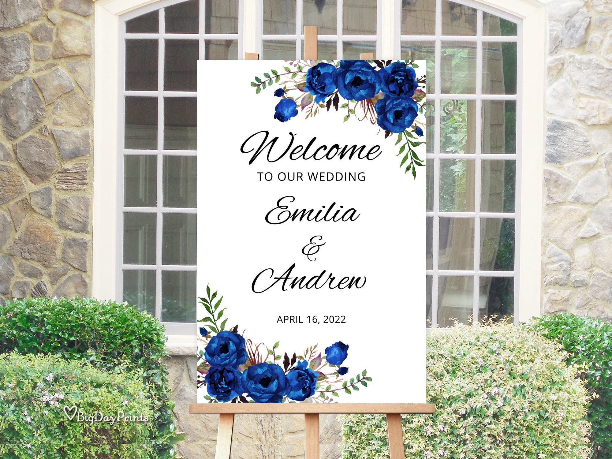 Royal Blue Wedding Welcome Sign Printable Wedding Reception - Etsy