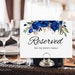 Royal Blue Wedding Reserved Sign, Wedding Reserved Table Sign, Reserved ...