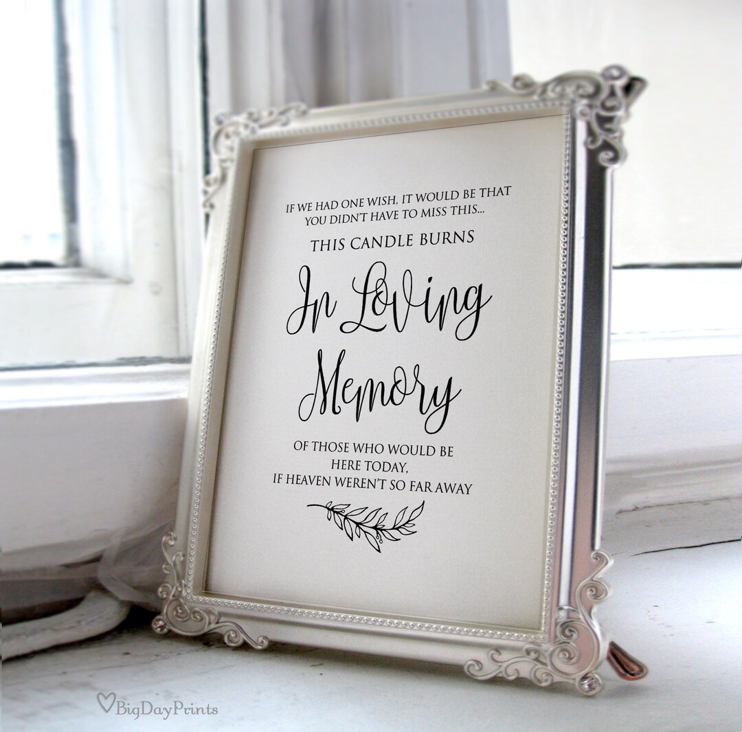 This Candle Burns Wedding Memorial Sign, Memorial Candle Sign, in ...