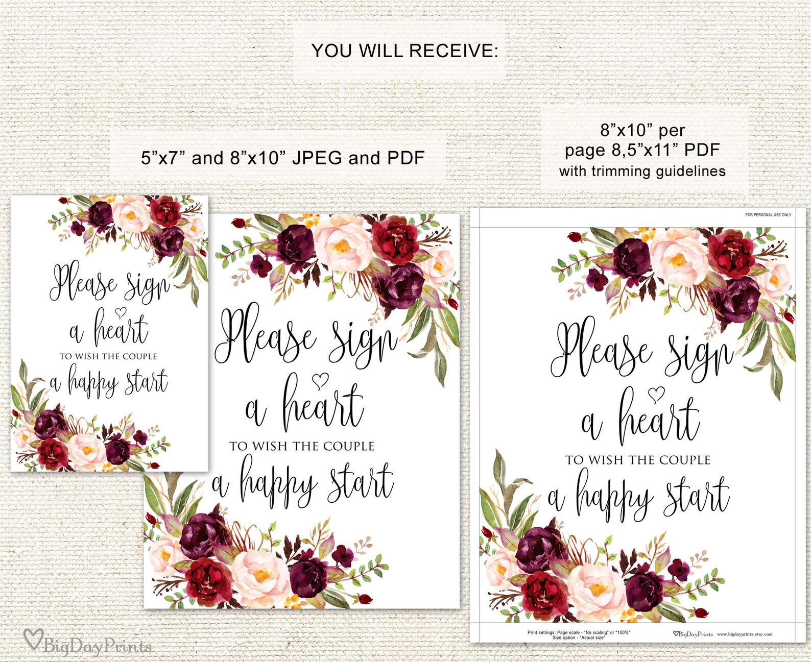 Please Sign a Heart Wedding Signs Alternative Wedding Guest - Etsy