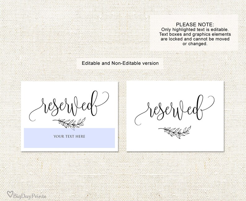 Reserved Sign Wedding Reserved Table Sign Reserved Card | Etsy