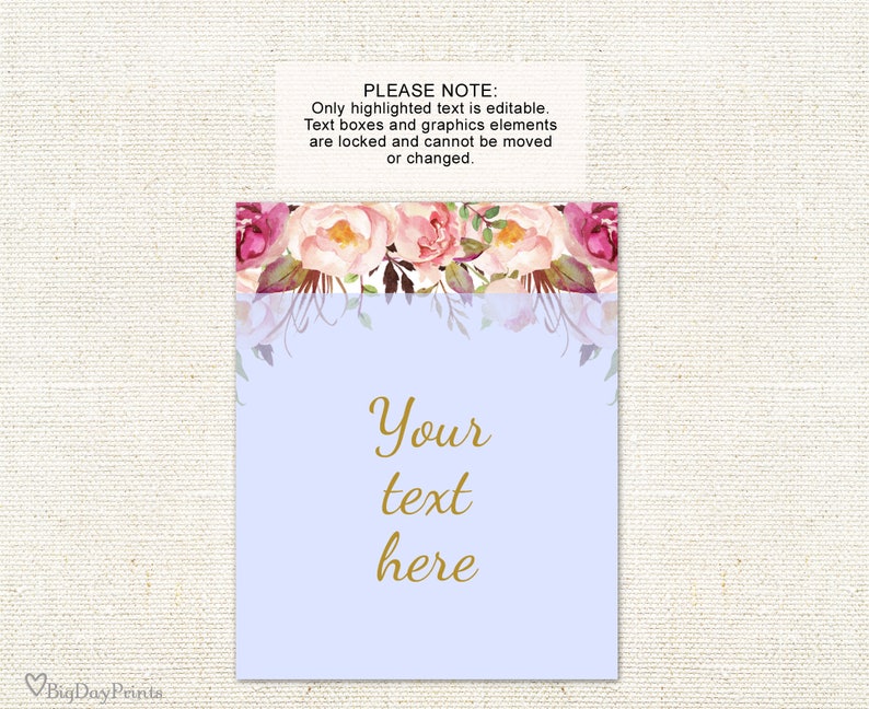 Editable Wedding Sign Your Text Here Sign Wedding Sign | Etsy