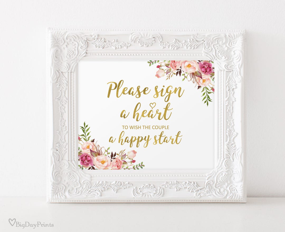 Please Sign a Heart Wedding Signs, Alternative Wedding Guest Book ...