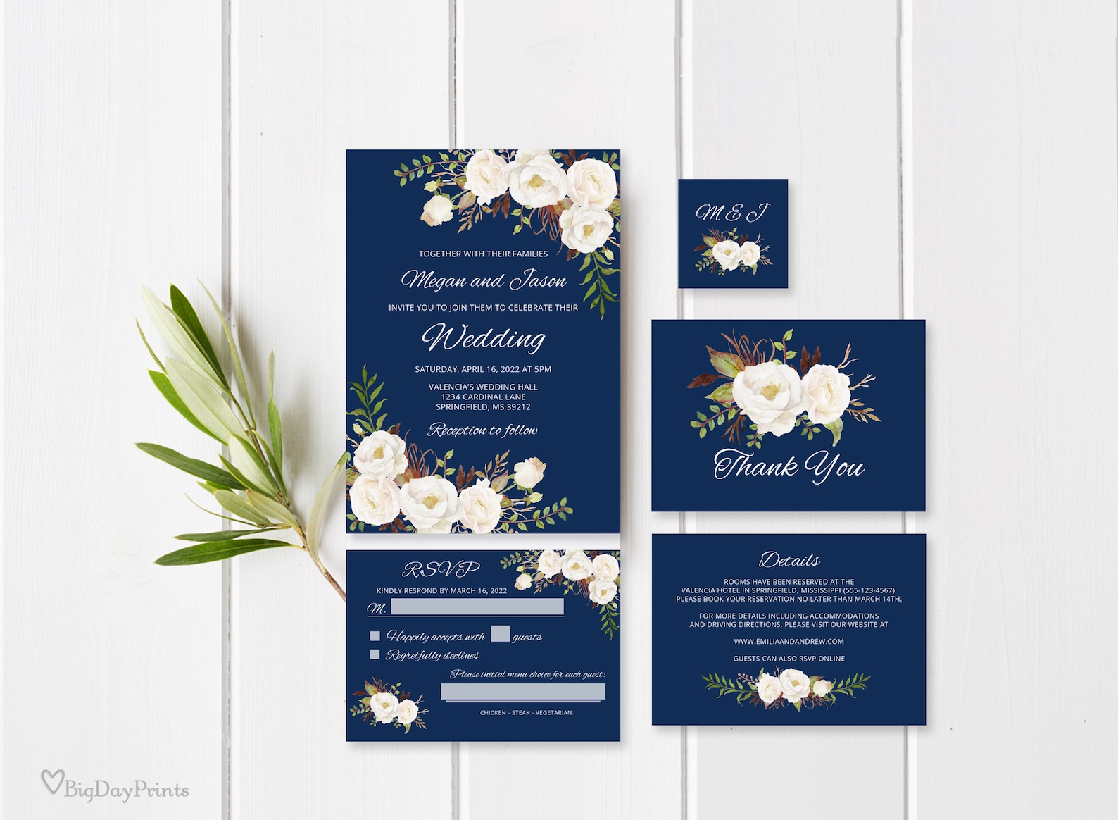 Navy Wedding Invitation Template Wedding Invitation Suite - Etsy