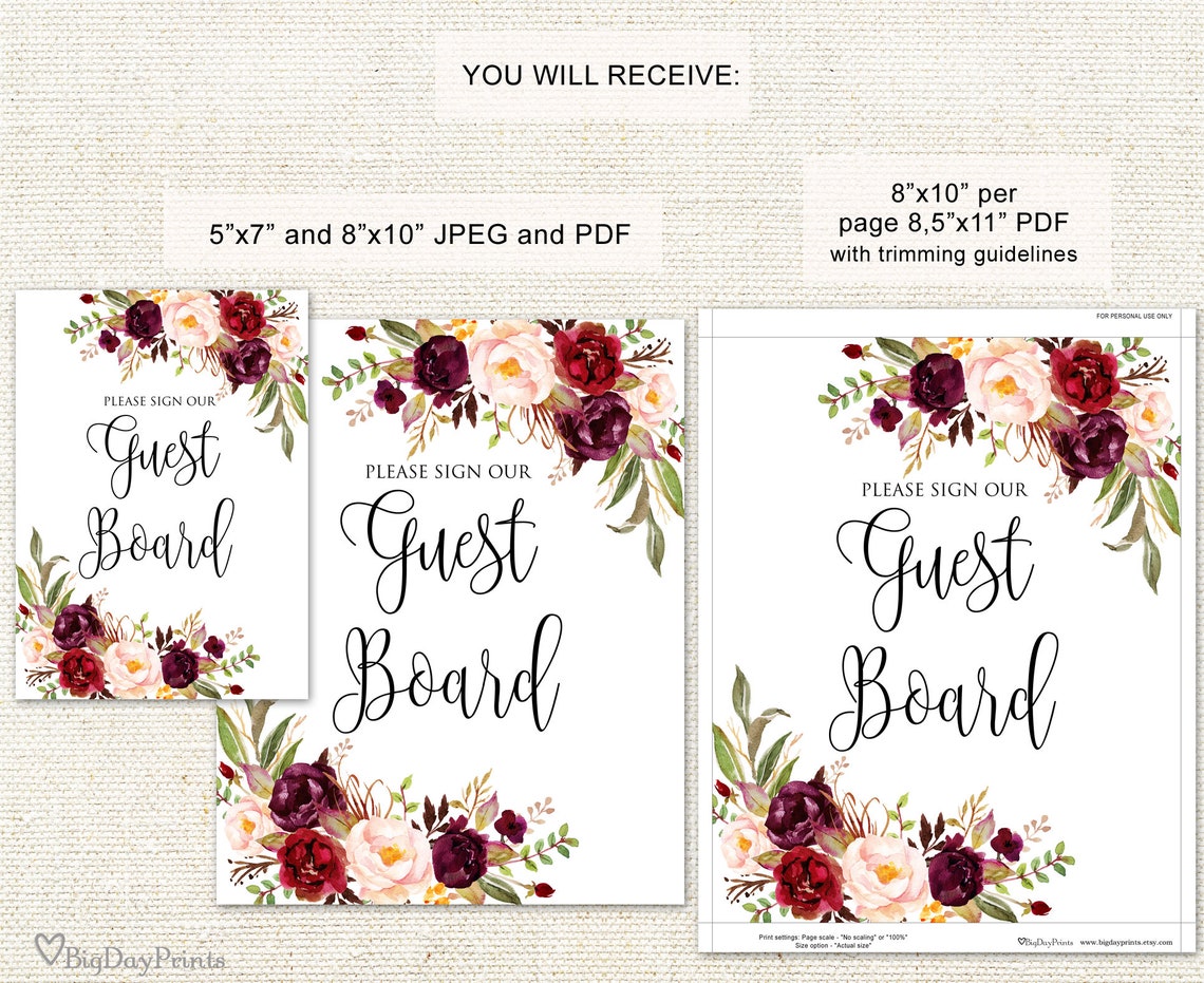 Guest Board Sign Alternate Guest Book Sign Printable Wedding | Etsy