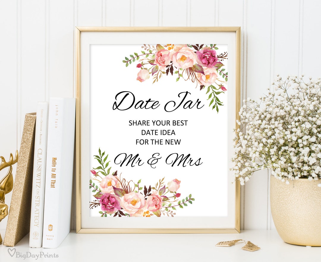 Date Jar Sign, Date Night Ideas, Printable Wedding Sign, Date Night ...