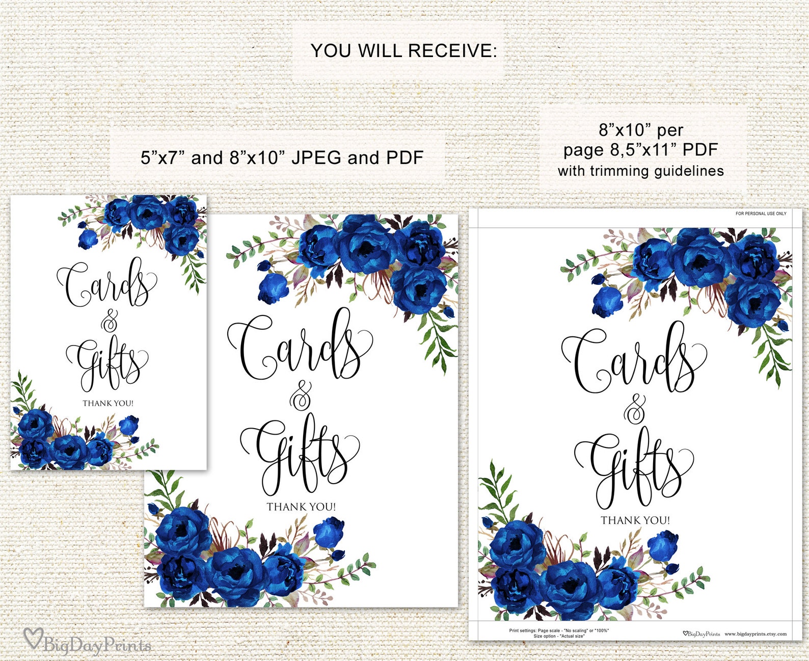 Cards and Gifts Sign Gift Table Sign Printable Wedding Sign | Etsy