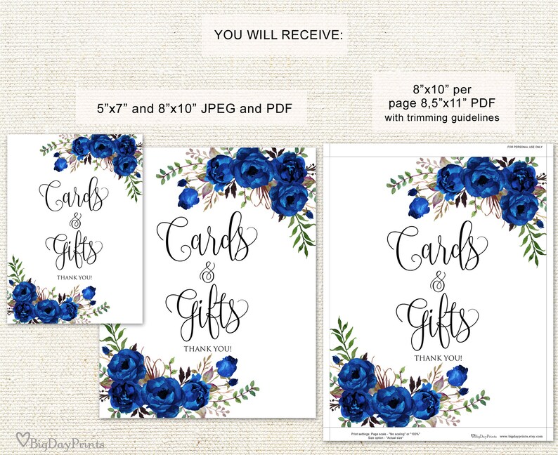 Cards and Gifts Sign Gift Table Sign Printable Wedding Sign | Etsy