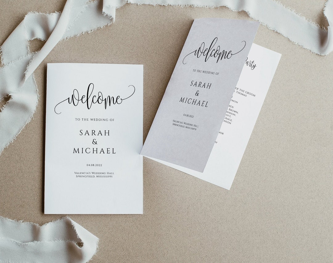 Modern Wedding Program Template, Ceremony Program Printable, Foldable ...