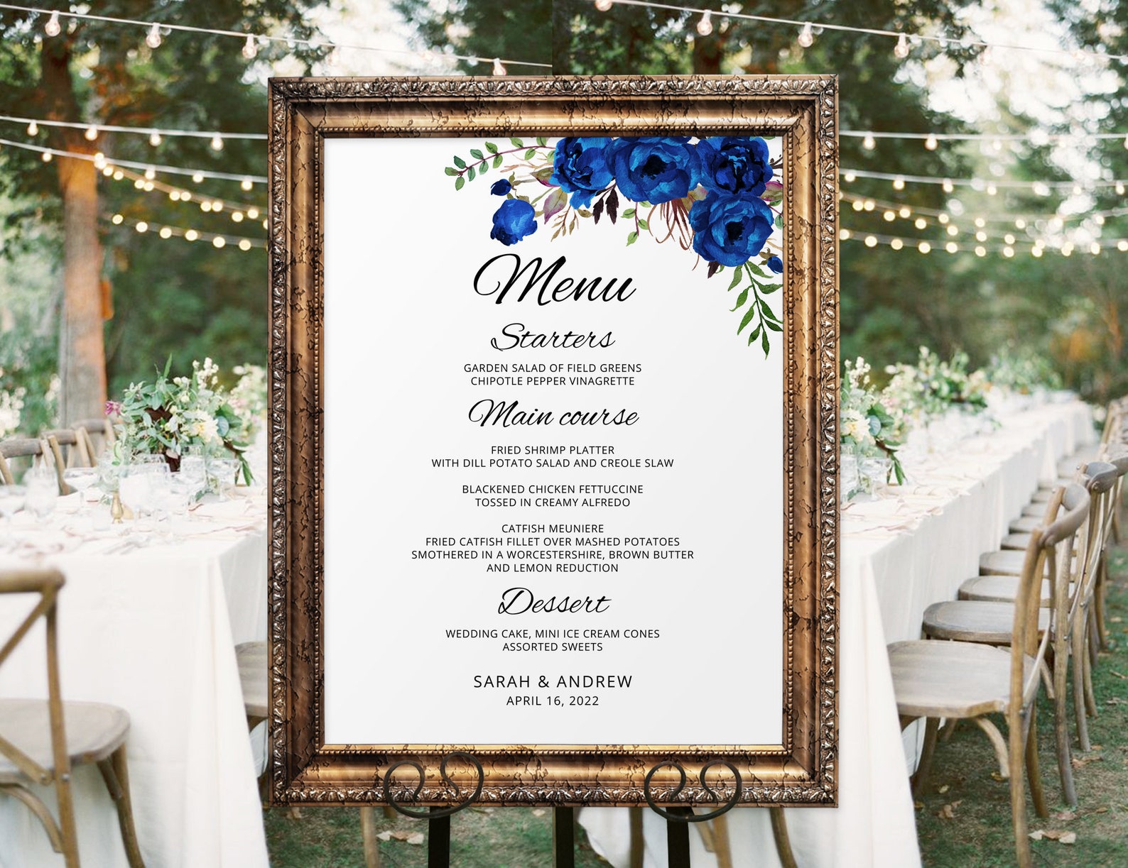 Royal Blue Wedding Menu Sign Floral Wedding Menu Poster - Etsy