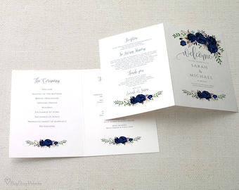 Winter Blue Wedding Program Printable Wedding Ceremony Program - Etsy