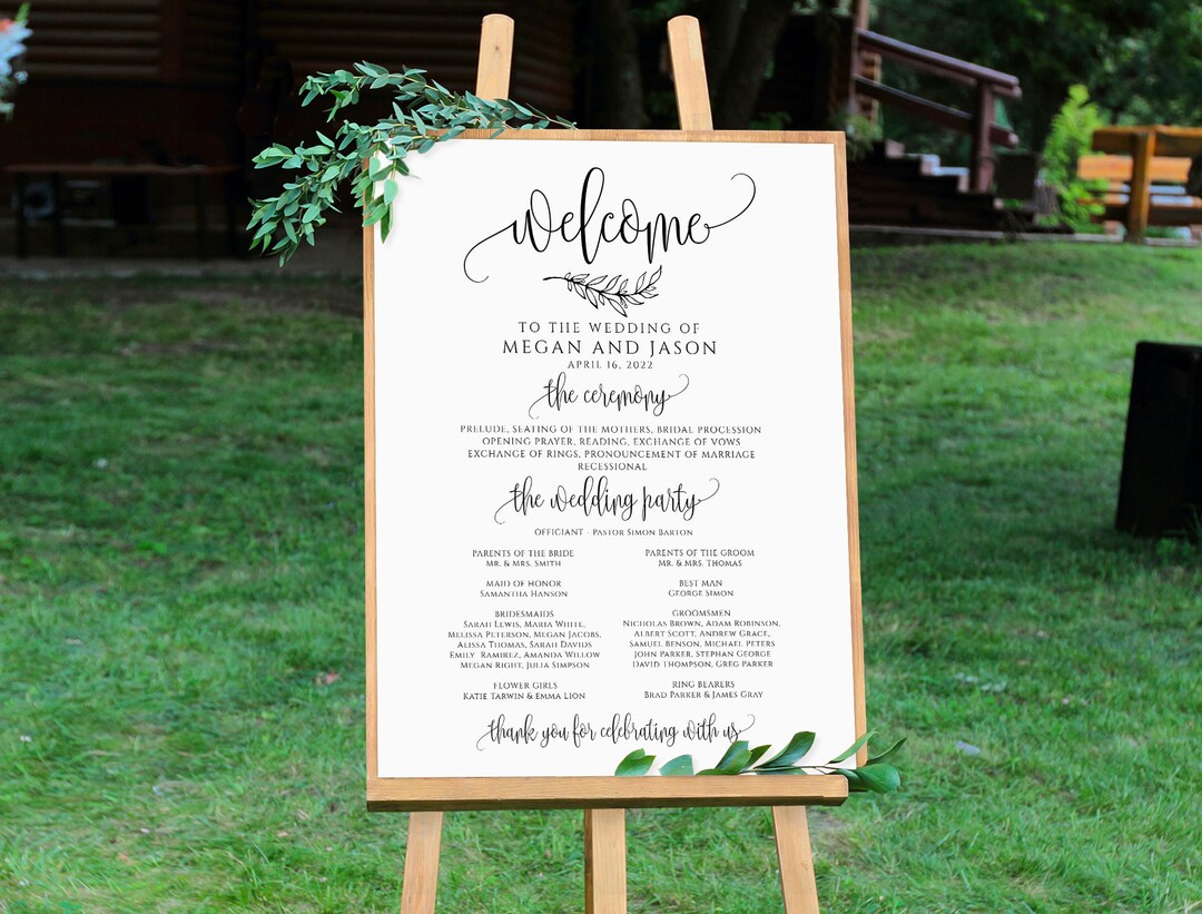 Wedding Program Sign, Ceremony Program Sign, Welcome Wedding Sign ...