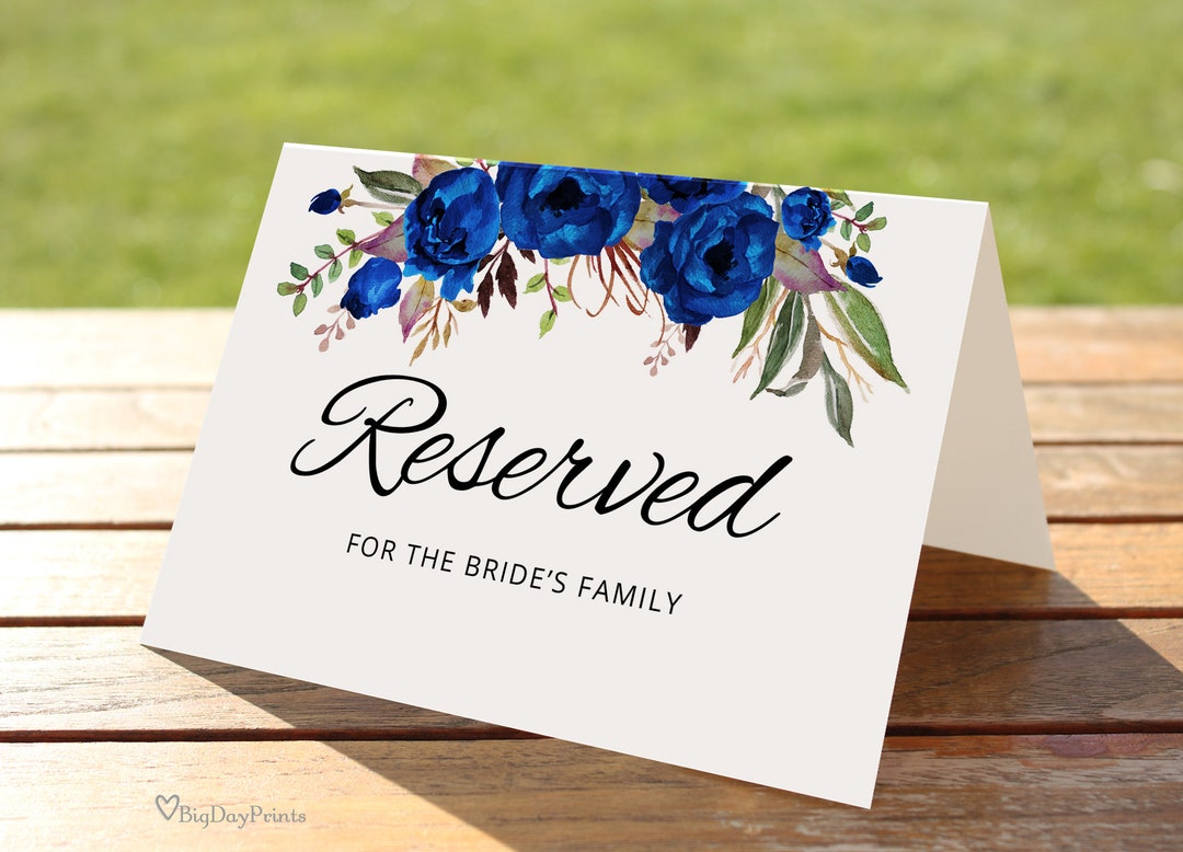 Royal Blue Wedding Reserved Sign, Wedding Reserved Table Sign, Reserved ...