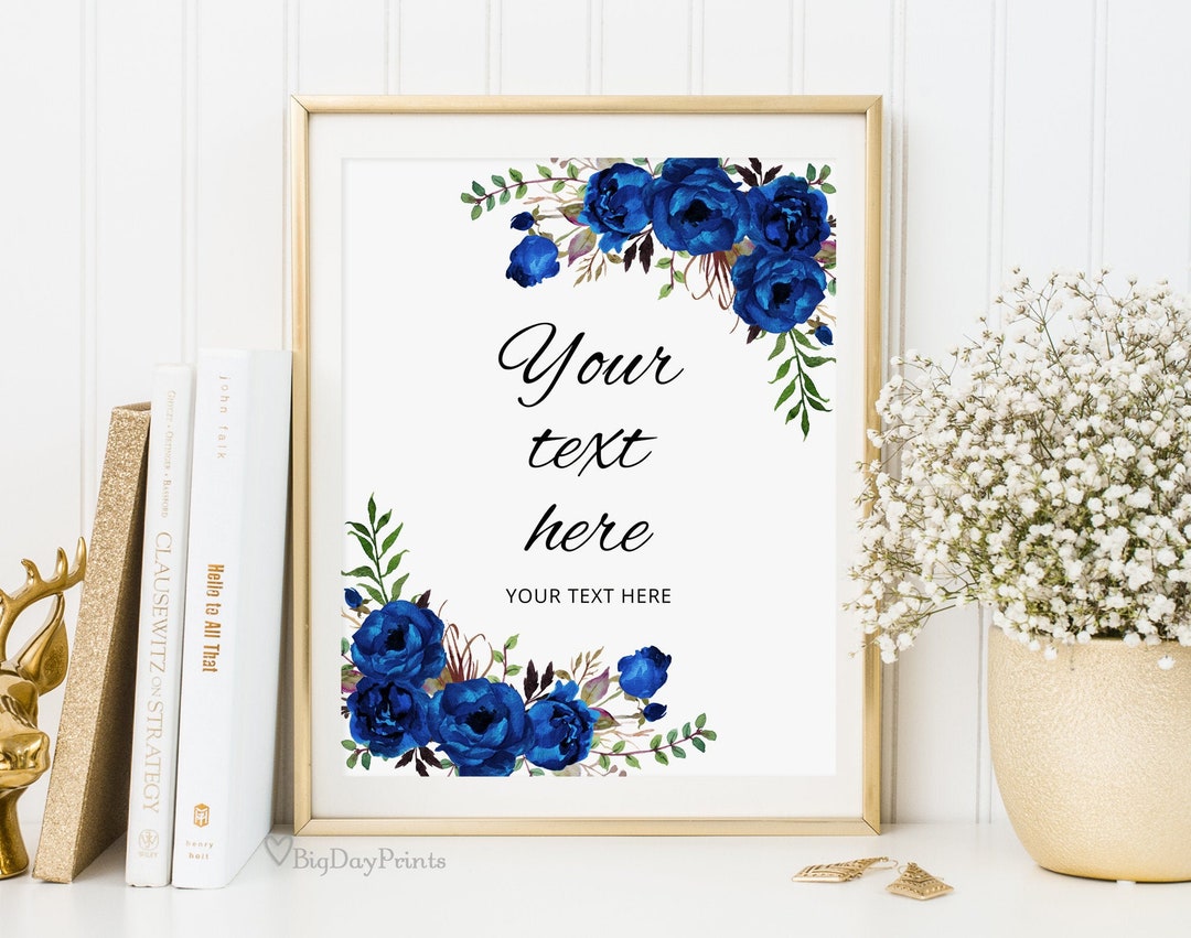 Royal Blue Wedding Sign Template, Your Text Here Sign, Wedding Sign ...