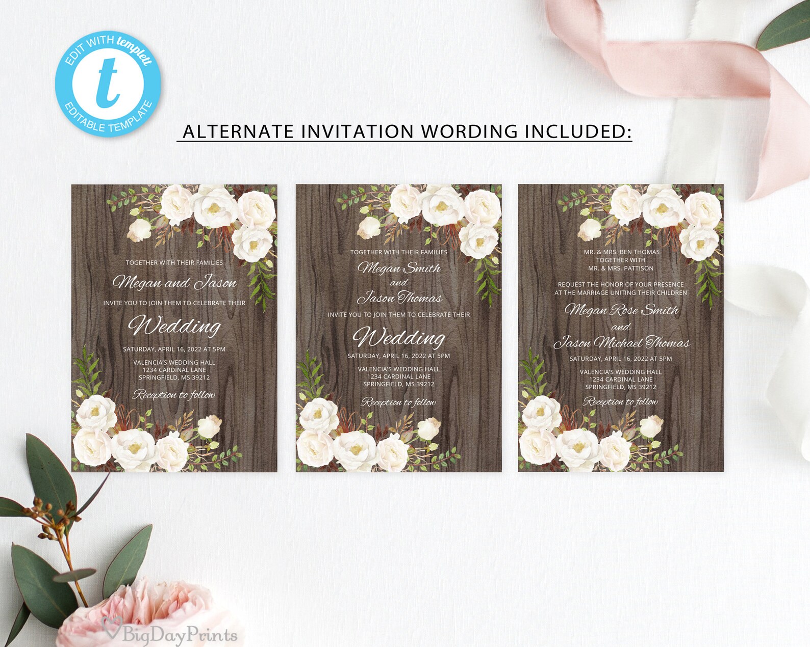 Rustic Wedding Invitation Template Wedding Invitation Suite - Etsy