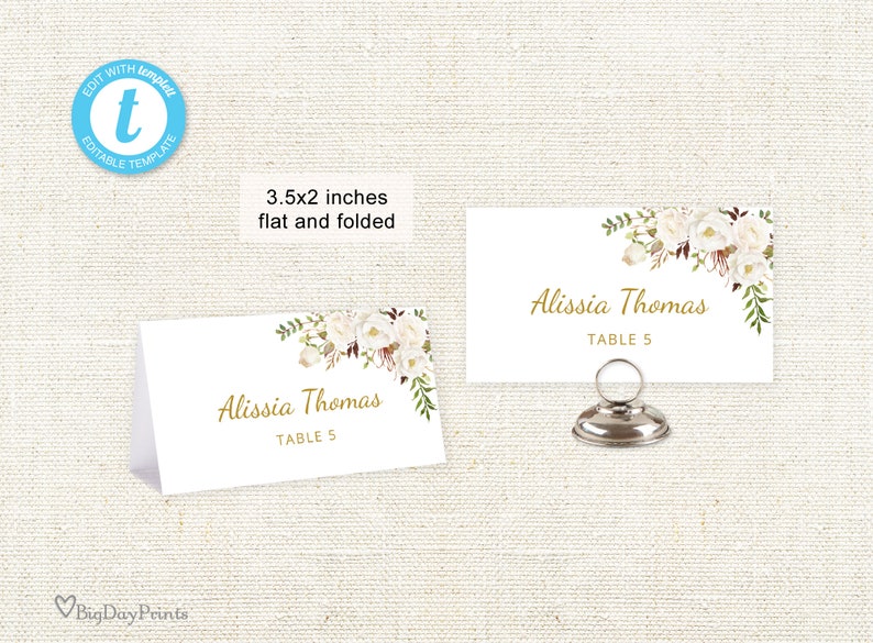 Place Card Template Printable Place Card Seating Cards | Etsy