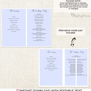 Folded Wedding Program Template Ceremony Program Printable | Etsy