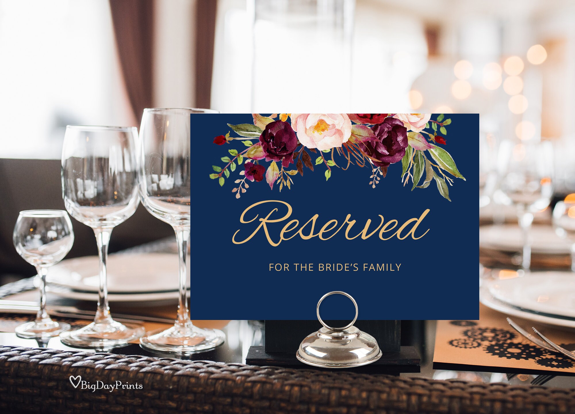 Navy Wedding Reserved Sign Wedding Reserved Table Sign Blue | Etsy