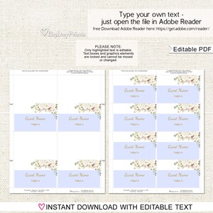 Place Card Template Printable Place Card Seating Cards | Etsy